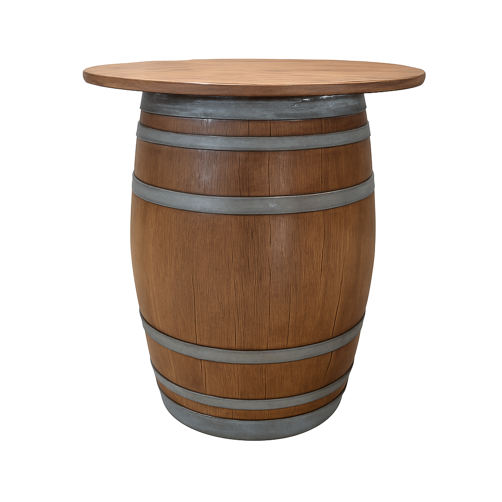 36″ Rd Barrel Cocktail Table | AM PARTY RENTALS