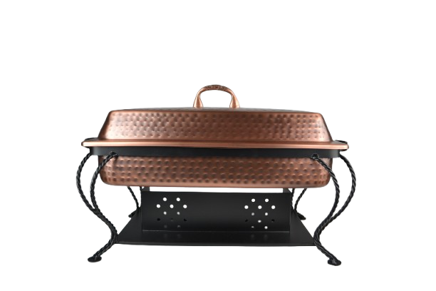 8 Qt Rectangular Burnt Copper Chafer | AM PARTY RENTALS
